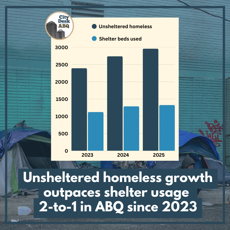 ABQ street homelessness grows 40% since '23, outpacing shelter use by 2 ...